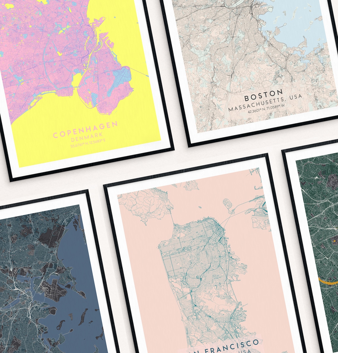 Blush Pink City Map Prints, Buy 2 Get 1 FREE, Custom Map Poster, Frame ...