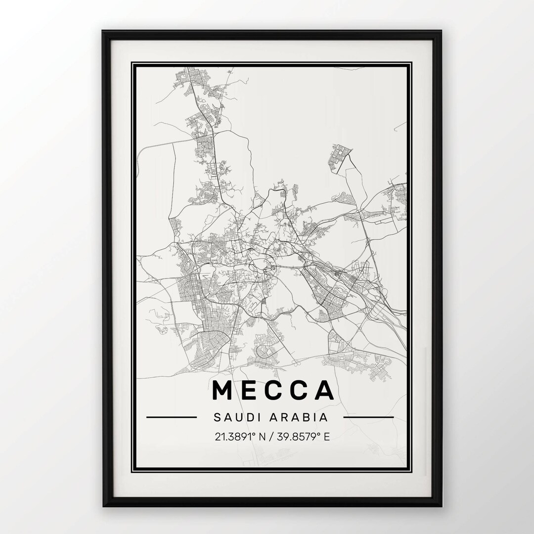 Mecca City Map Print Modern Contemporary Poster in Sizes 50x70 Fit for ...