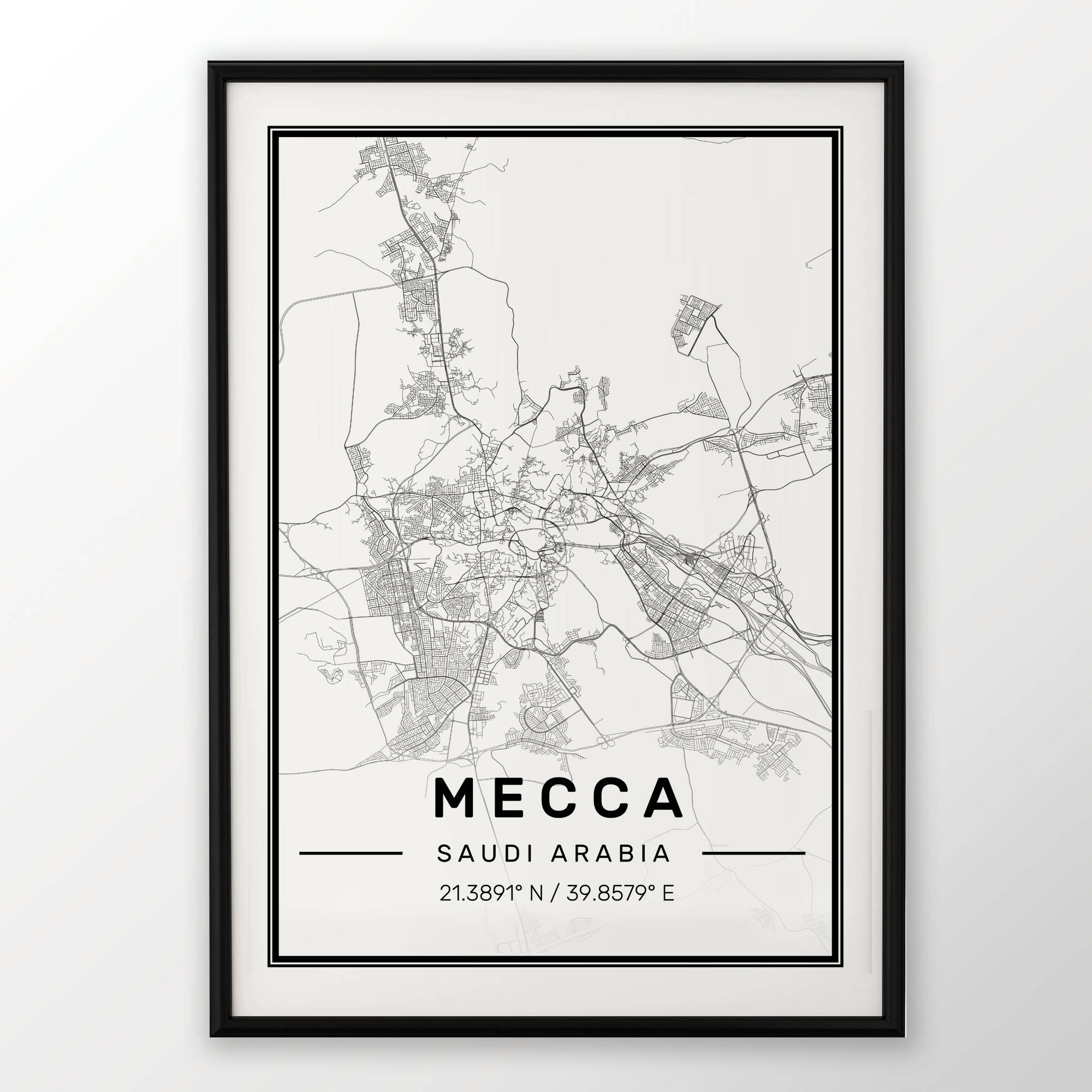 Mecca City Map Print Modern Contemporary Poster in Sizes 50x70 | Etsy