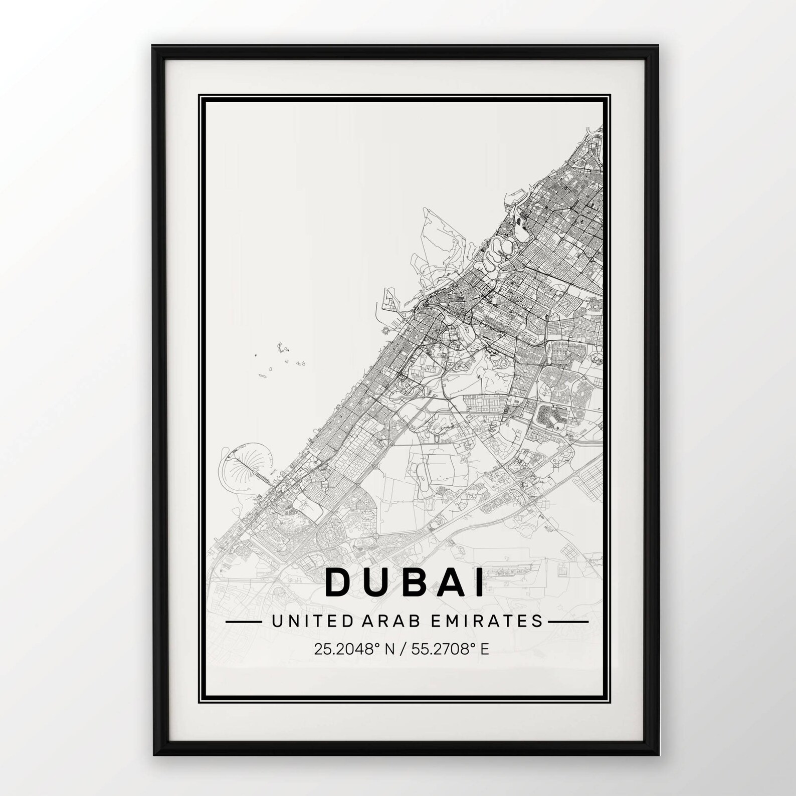 Dubai City Map Print Modern Contemporary Poster in Sizes 50x70 - Etsy UK
