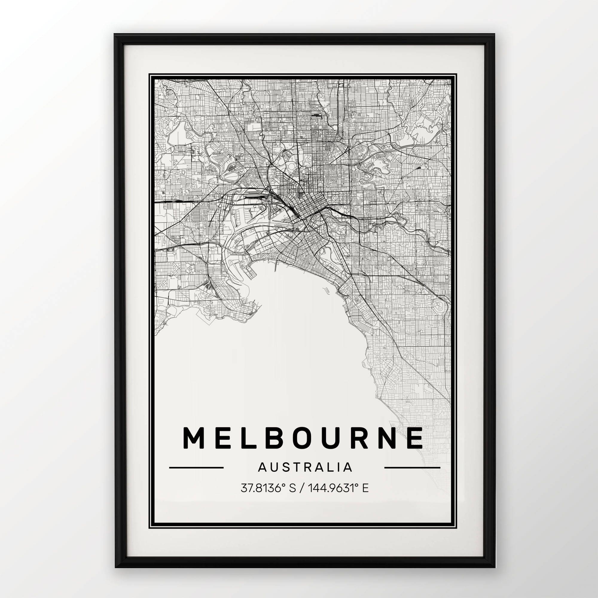 Melbourne City Map Print Modern Contemporary poster in sizes | Etsy