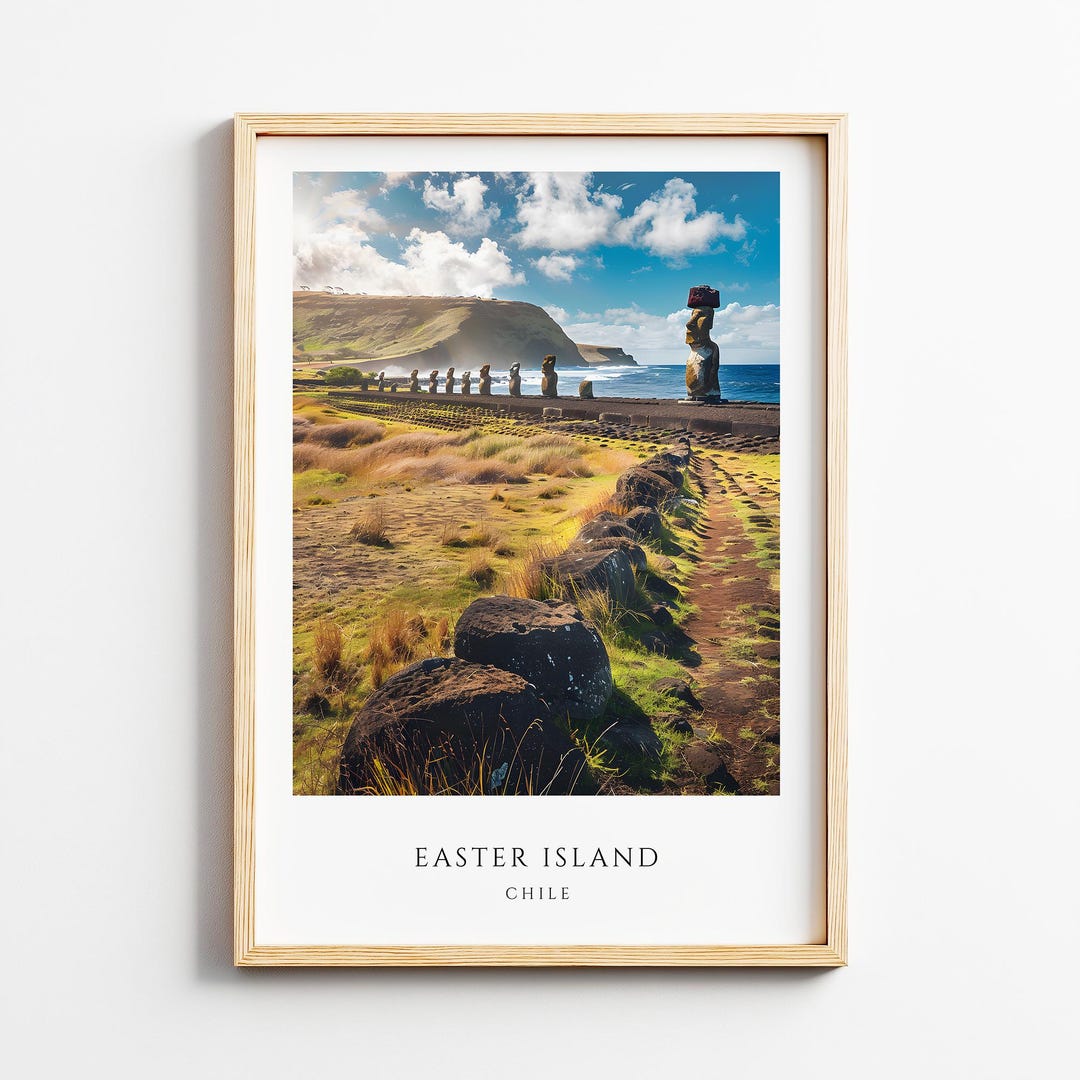 Easter Island Poster Travel Print Wall Art Chile Art Wall Hanging Home ...