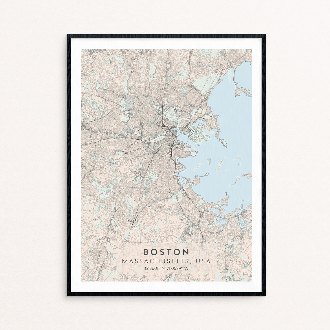 Blush Pink City Map Prints, Buy 2 Get 1 FREE, Custom Map Poster, Frame ...