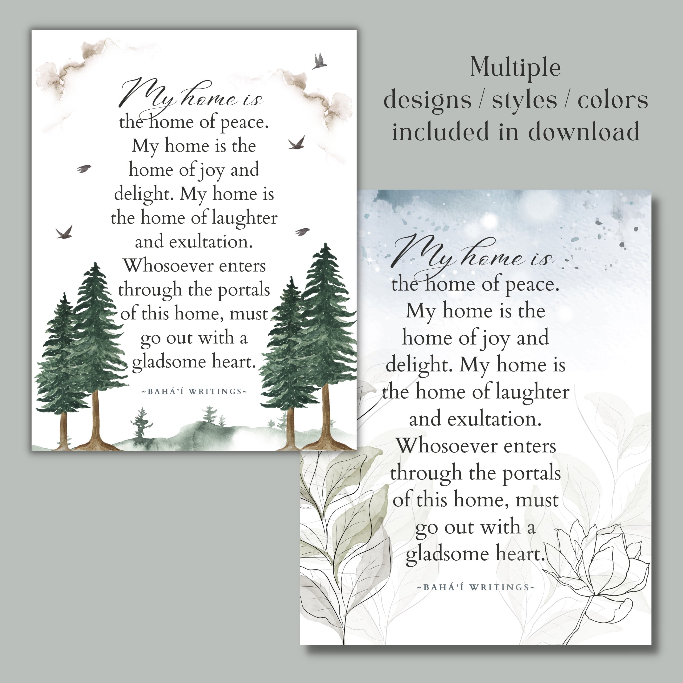 My Home is a Home of Peace, Baha'i Art, Baha'i Quote, Ayyamiha Gift ...