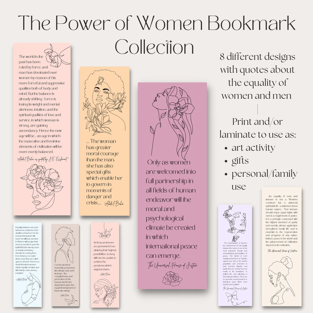 Power of Women Digital Bookmarks, Baha'i Quote Printable Bookmarks ...