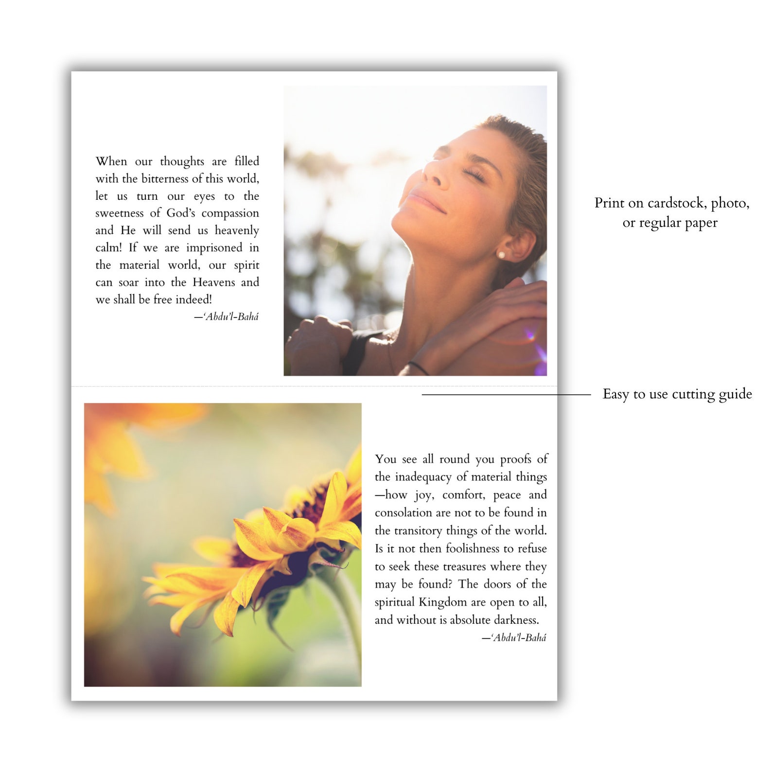 Baha'i Quotation Cards on Theme of Joy, Download Printable Baha'i Card ...