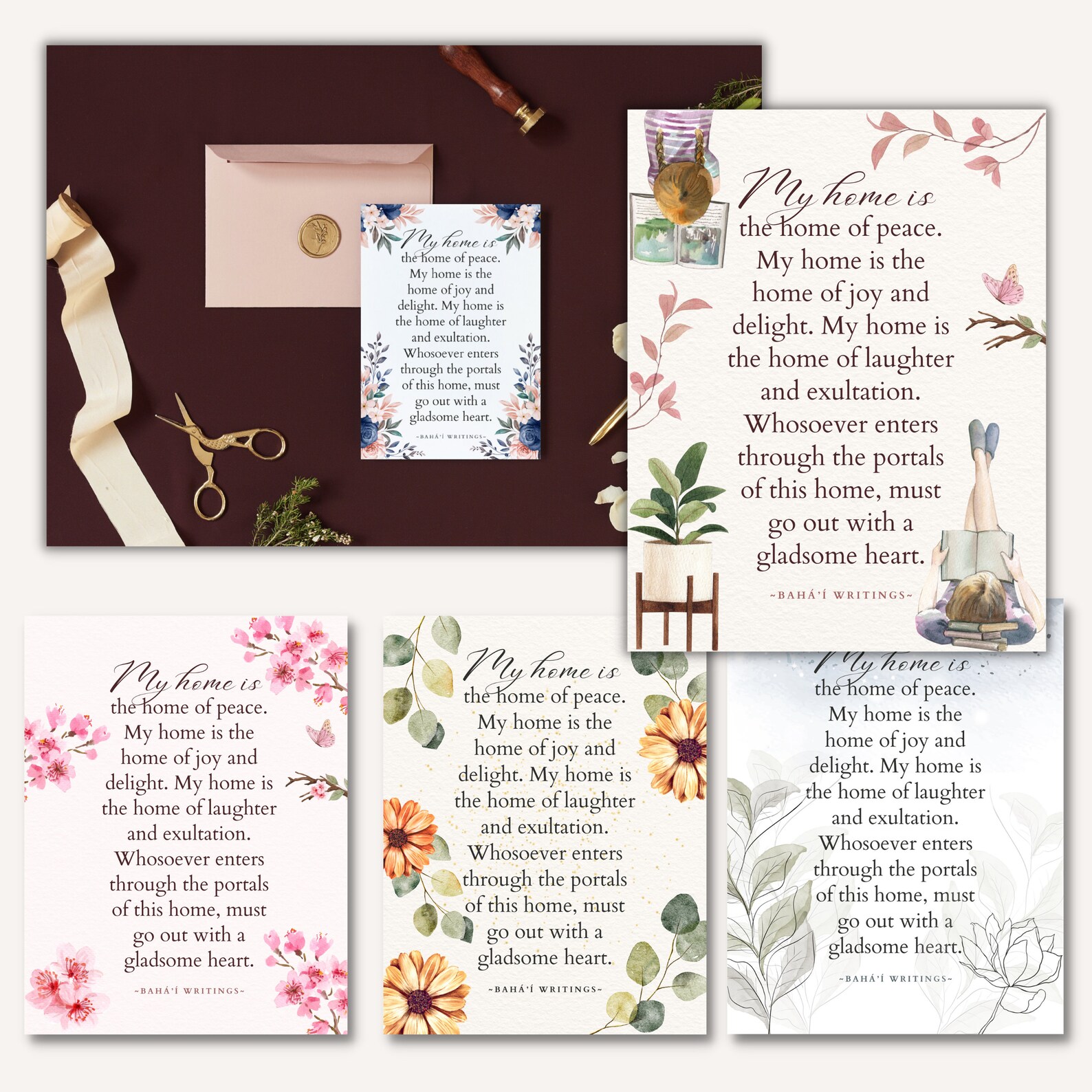 My Home is a Home of Peace, Baha'i Art, Baha'i Quote, Ayyamiha Gift ...