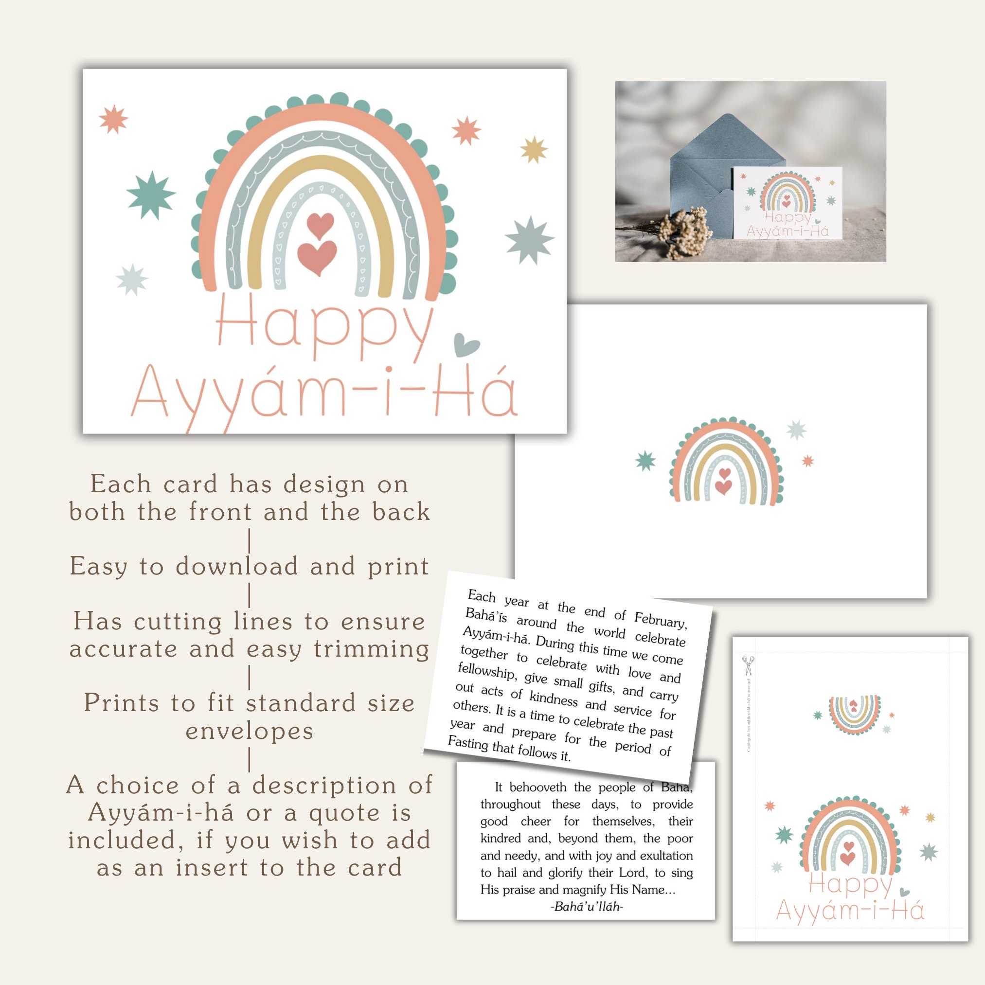 Ayyamiha Cards, Baha'i Card, Baha'i Quote, Ayyam-i-ha Gift, Printable ...