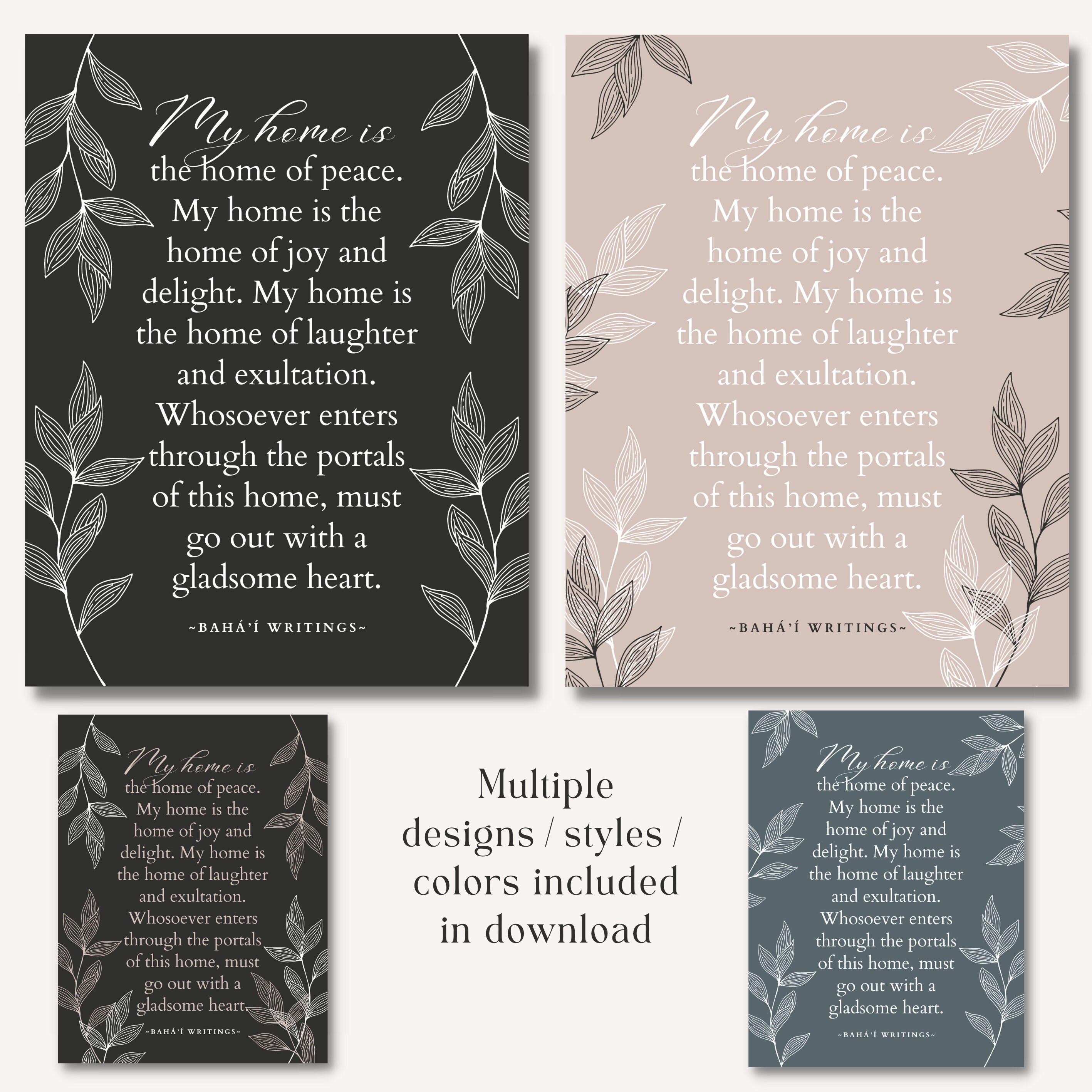 My Home is a Home of Peace, Baha'i Art, Baha'i Quote, Ayyamiha Gift ...