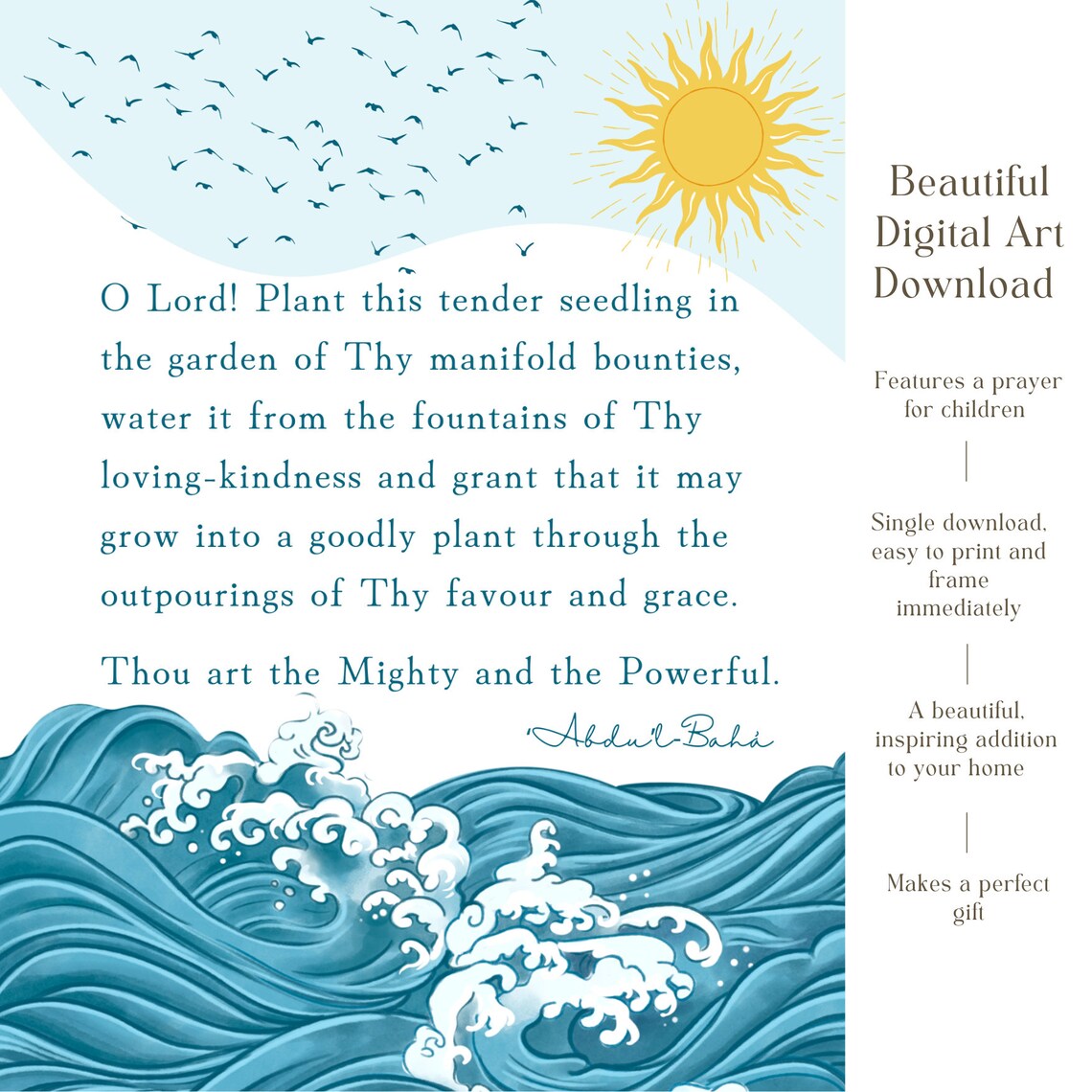 Baha'i Digital Art, Baha'i Quote, Prayer for Children, Ayyamiha Gift ...