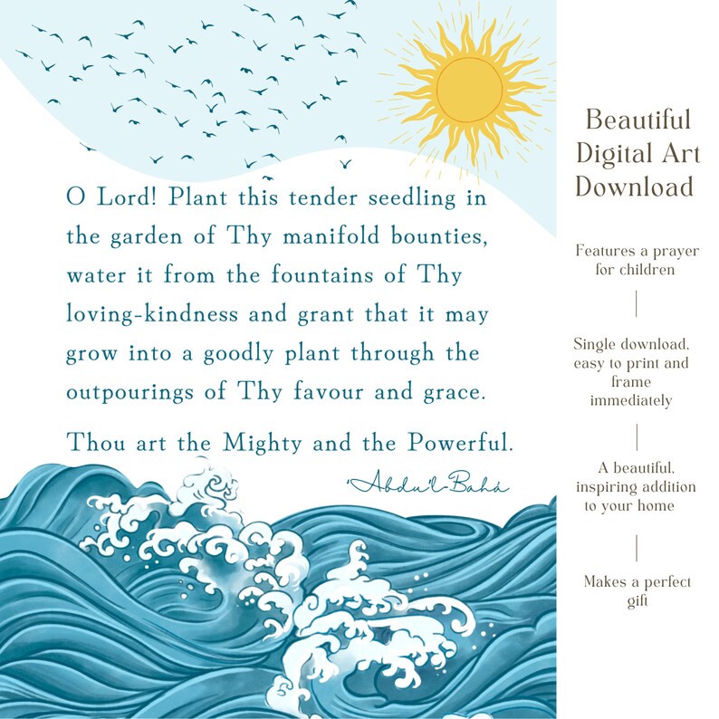 Baha'i Digital Art, Baha'i Quote, Prayer for Children, Ayyamiha Gift ...