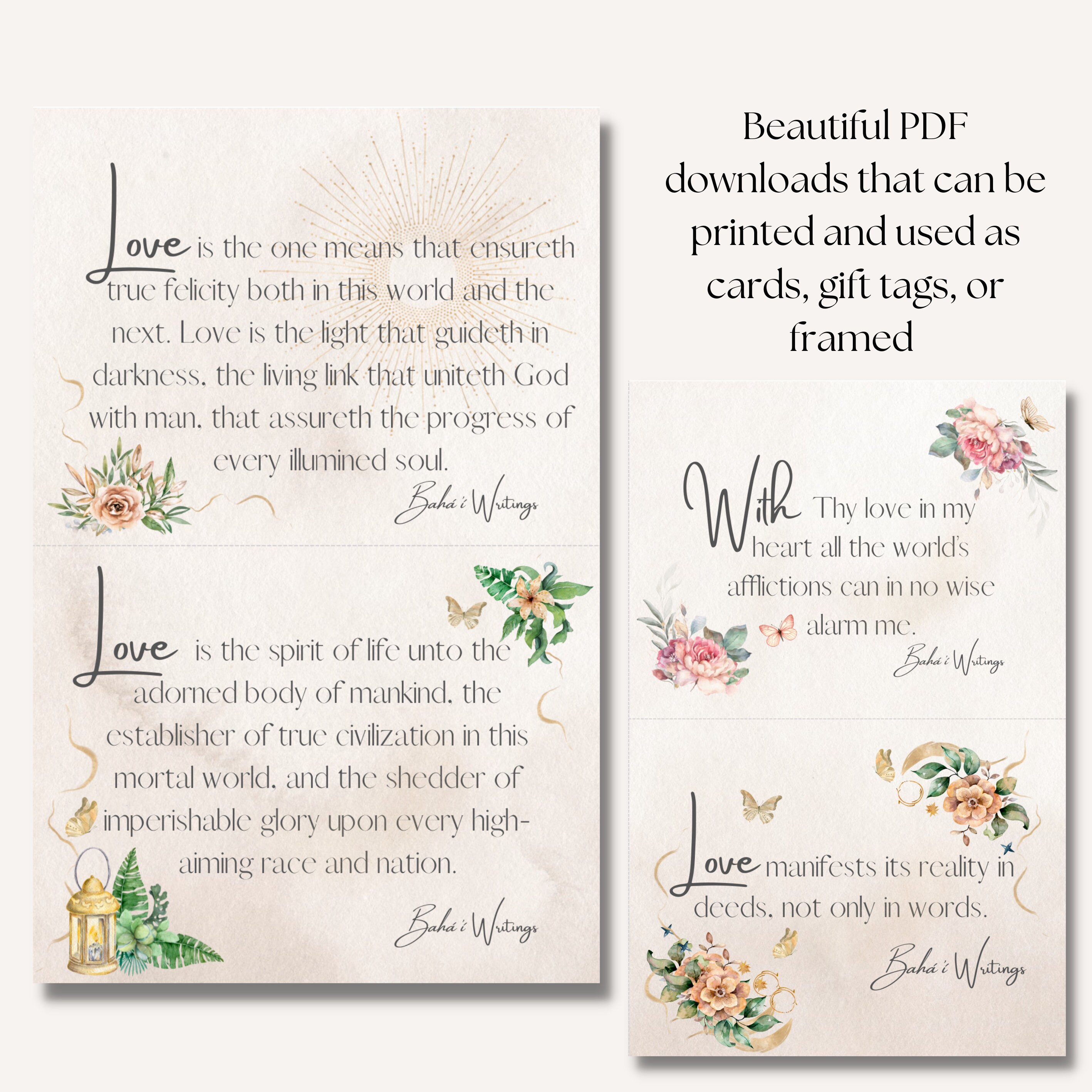 Digital Printable Baha'i Card, Bahai Gift Tag, Baha'i Art, Love Quotes ...