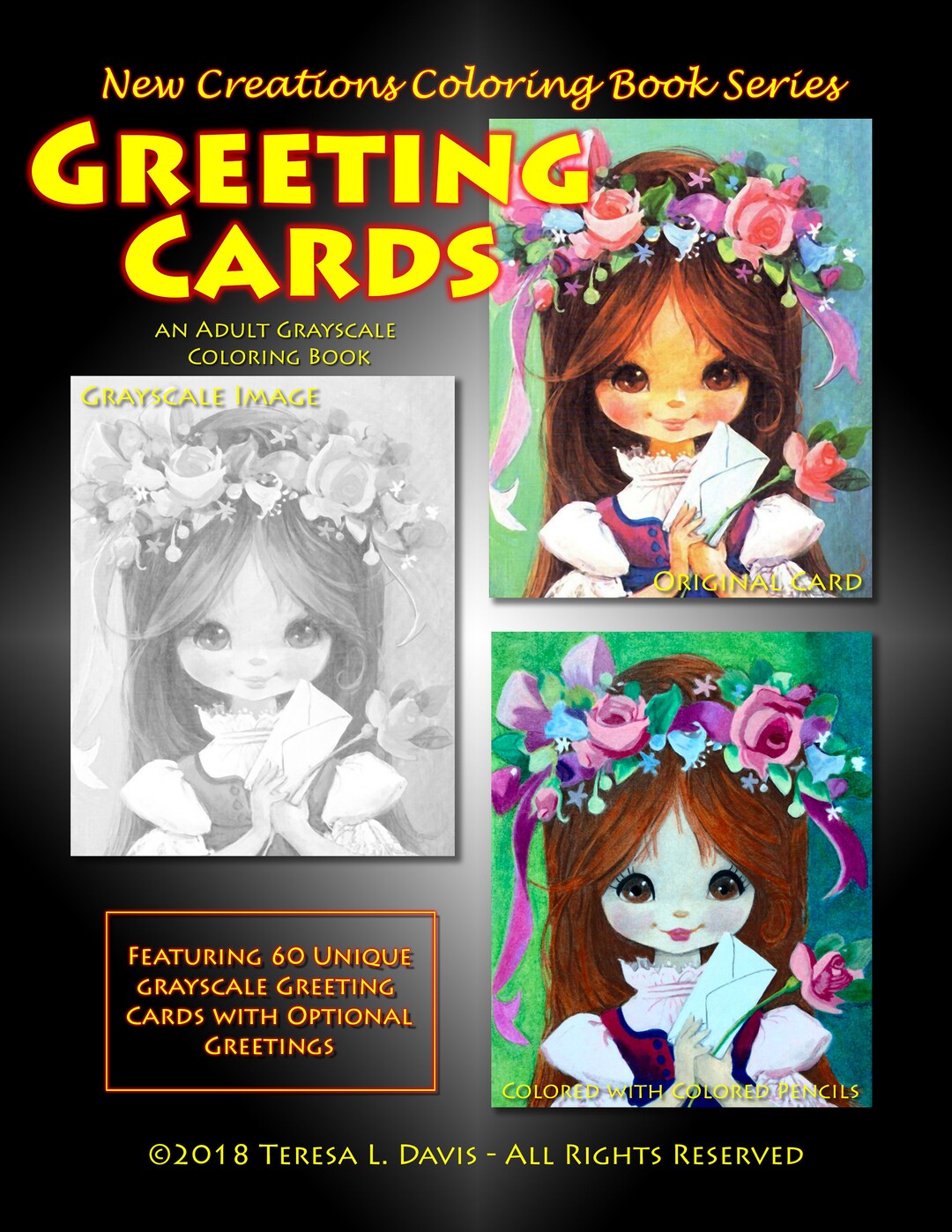 Vintage Greeting Cards Coloring Book: 60 Grayscale Designs - Etsy