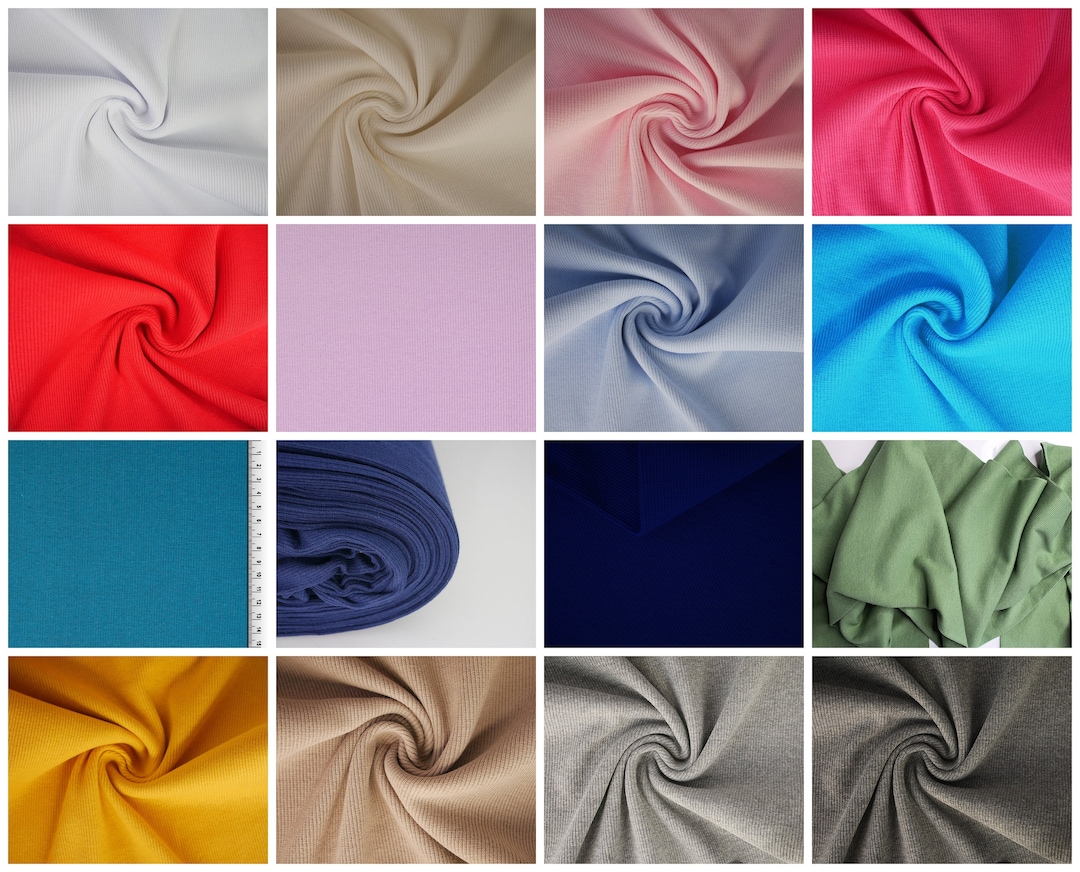 Ribbed Jersey 1x1 Rib Ribbing Fabric 95% Cotton 27-30cm Tubular per ...