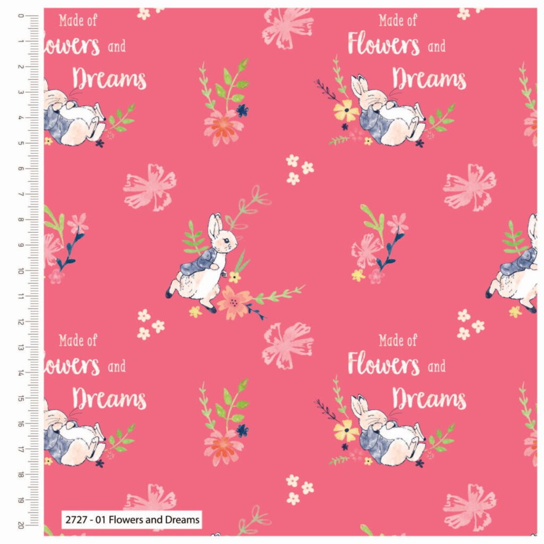 Peter Rabbit Flowers & Dreams Pink Floral Bunny Bunnies Print per FAT ...
