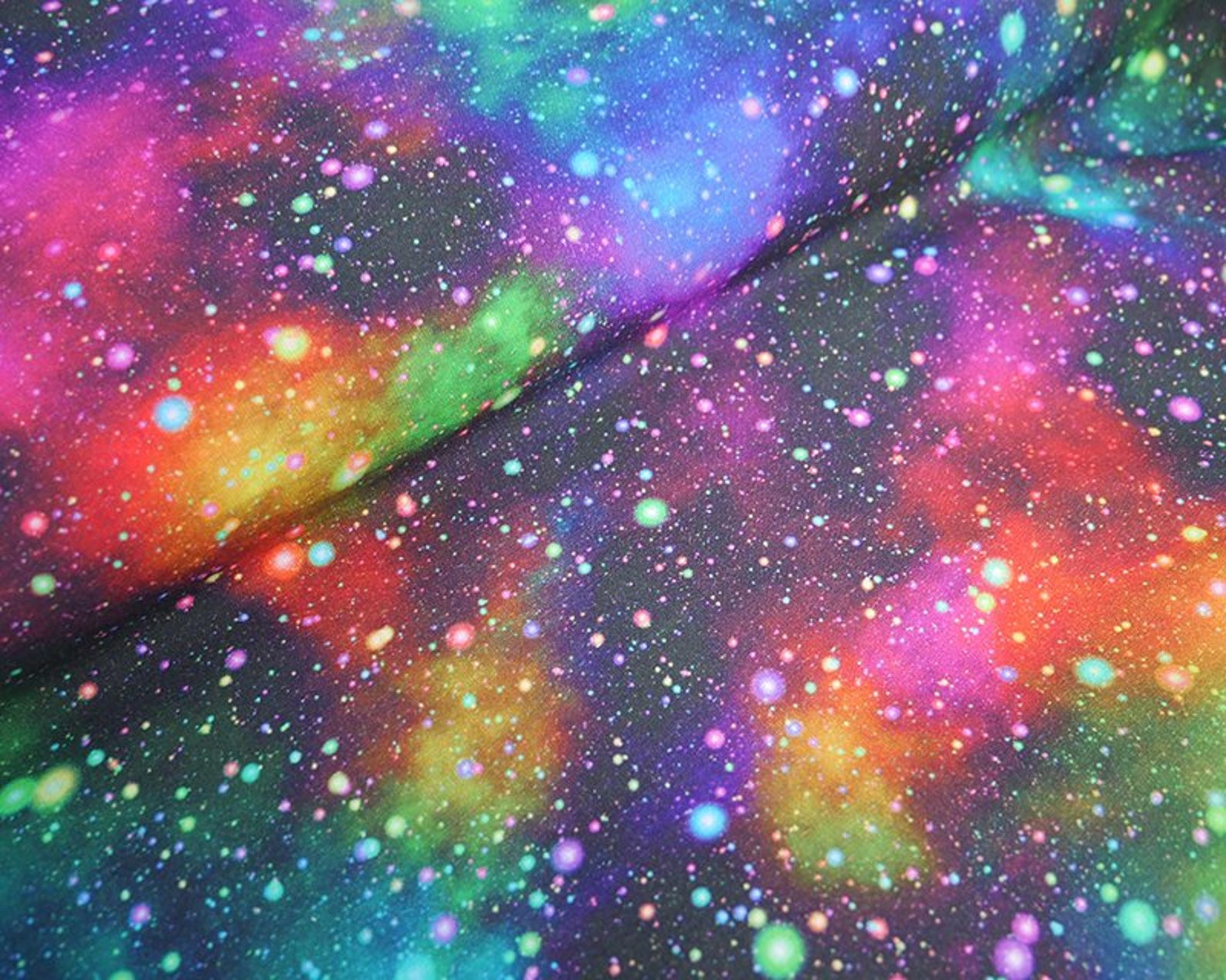 Speckled Colourful Splatter Stars Universe Rainbow Digital Print 100% ...