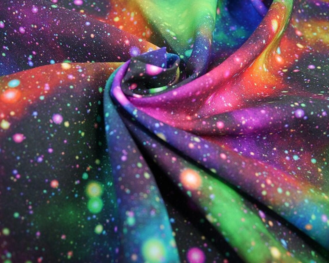 Speckled Colourful Splatter Stars Universe Rainbow Digital Print 100% ...