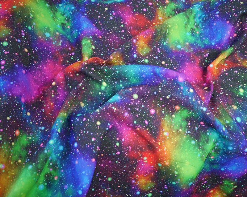 Speckled Colourful Splatter Stars Universe Rainbow Digital Print 100% ...