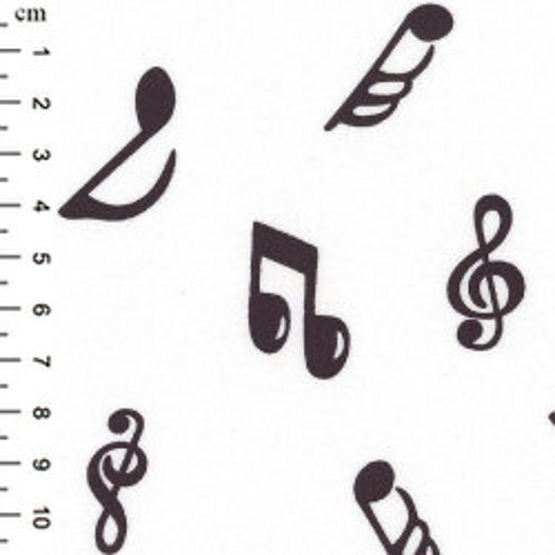 Ivory and Black Music Notes Clef Mens Boys 100% Cotton Poplin Fabric ...
