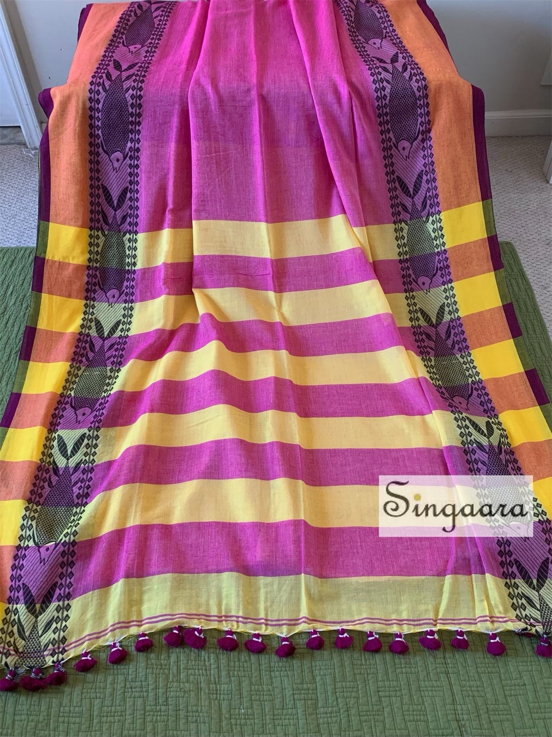 Casual Wear Cotton Saree Indian Traditional Sari Lightweight Daily Wear ...