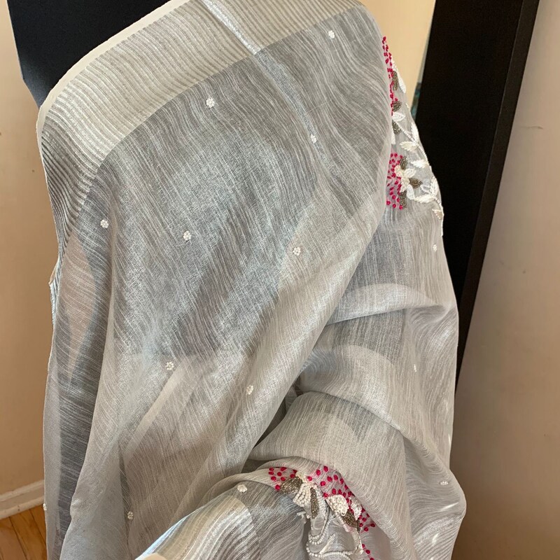 Silver Tissue Saree - Etsy