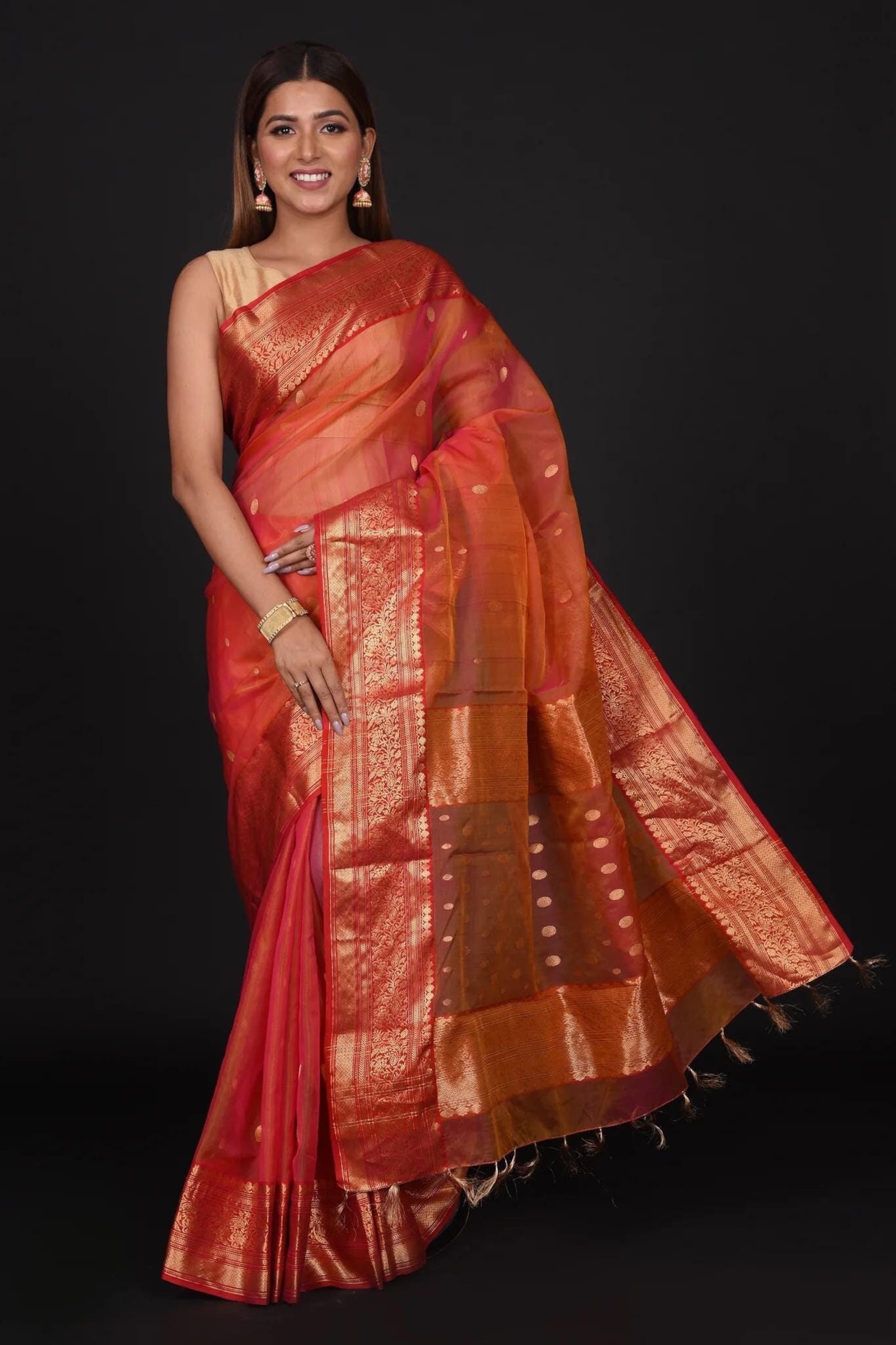 Pure Chanderi Khatan Silk Saree / Ships From USA/ Singaara Blouses - Etsy