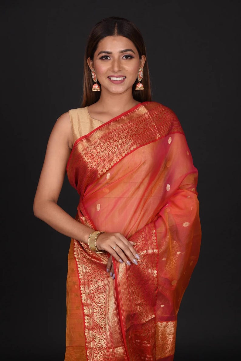 Pure Chanderi Khatan Silk Saree / Ships From USA/ Singaara Blouses - Etsy