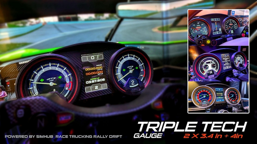 The DASH Sim Racing Dashboard DDU Dual or Triple Dash Multiple Gauges ...