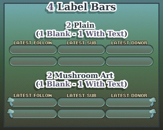 Twitch Label Bar Bundle Nature Panels Turquoise Mushroom - Etsy