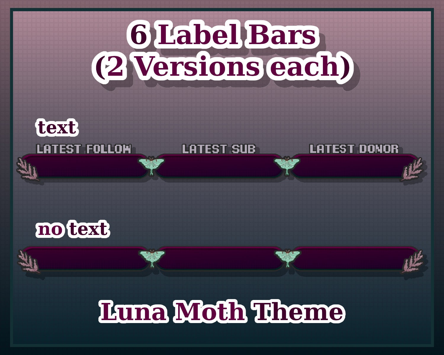 Twitch Stream Pack - Luna Moth Overlay Pixel Art Bundle - Etsy
