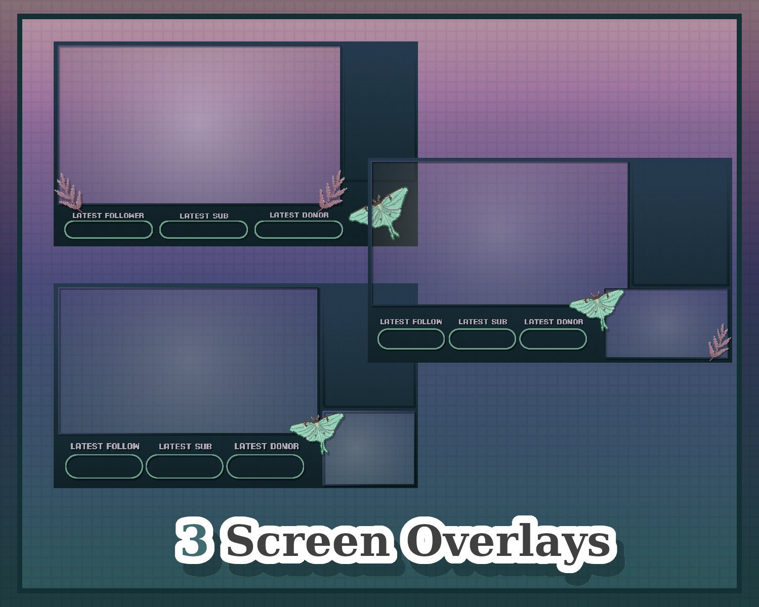 Twitch Overlay Bundle - Luna Moth Overlay Pixel Art - Etsy