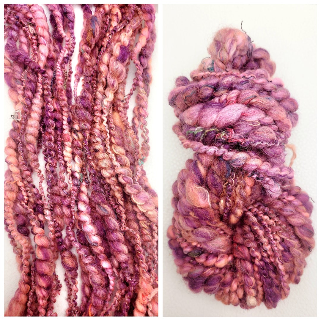 Pink and Coral Thick & Thin Yarn/ Hand Spun Art Yarn/ Slubs/ Jumbo ...