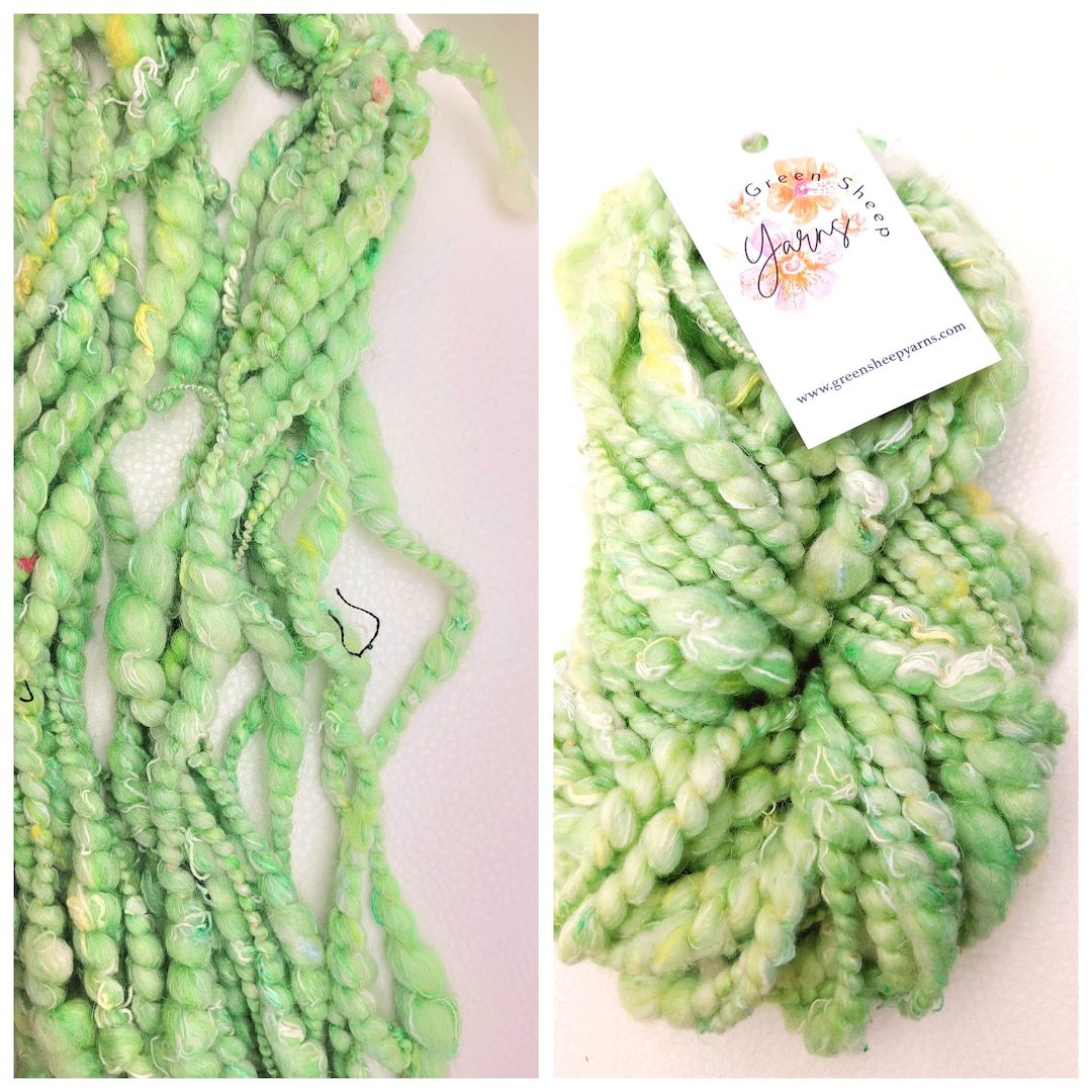 Light Green Thick & Thin Yarn/ Hand Spun Art Yarn/ Slubs/ - Etsy