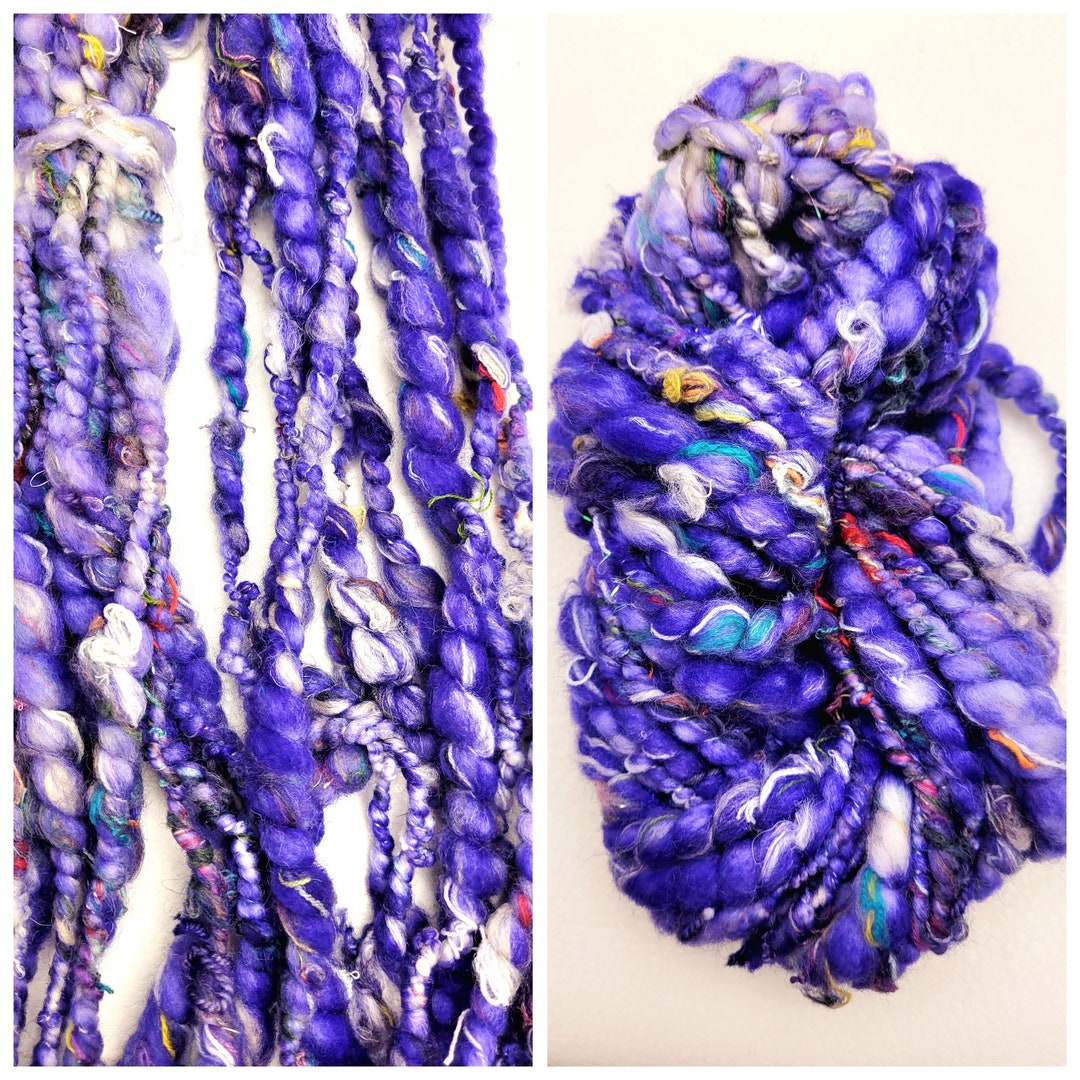 Hyacinth Purple Art Yarn/ Thick & Thin Yarn/ Hand Spun Yarns/ Slubs ...