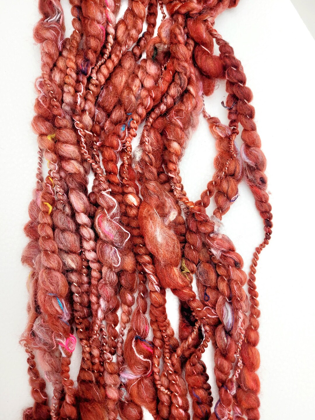 Brick Red Hand Spun Art Yarn: Thick & Thin Jumbo Coils - Etsy