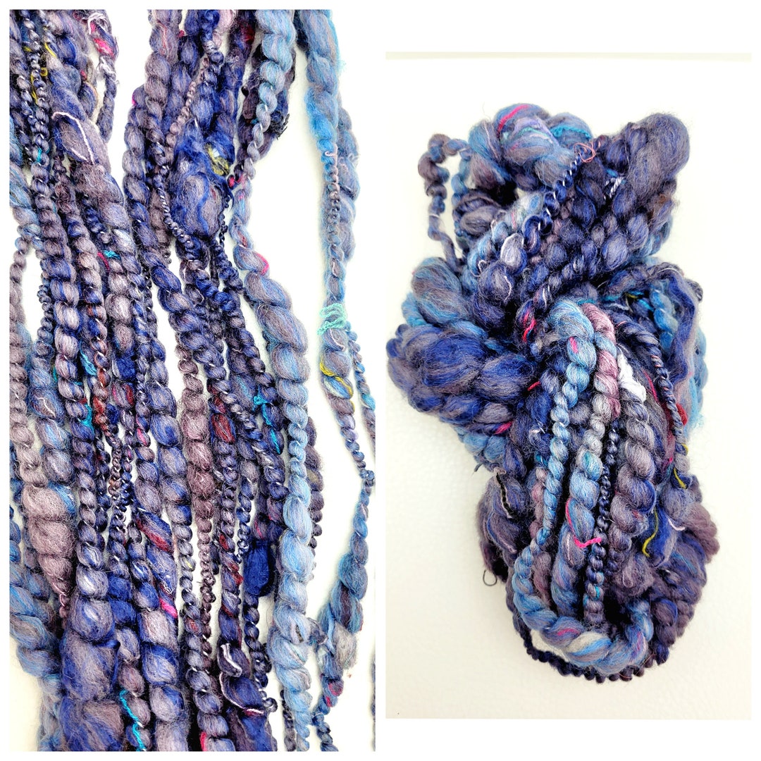Navy Blend Thick & Thin Yarn/ Hand Spun Art Yarn/ Slubs/ Jumbo Coils - Etsy