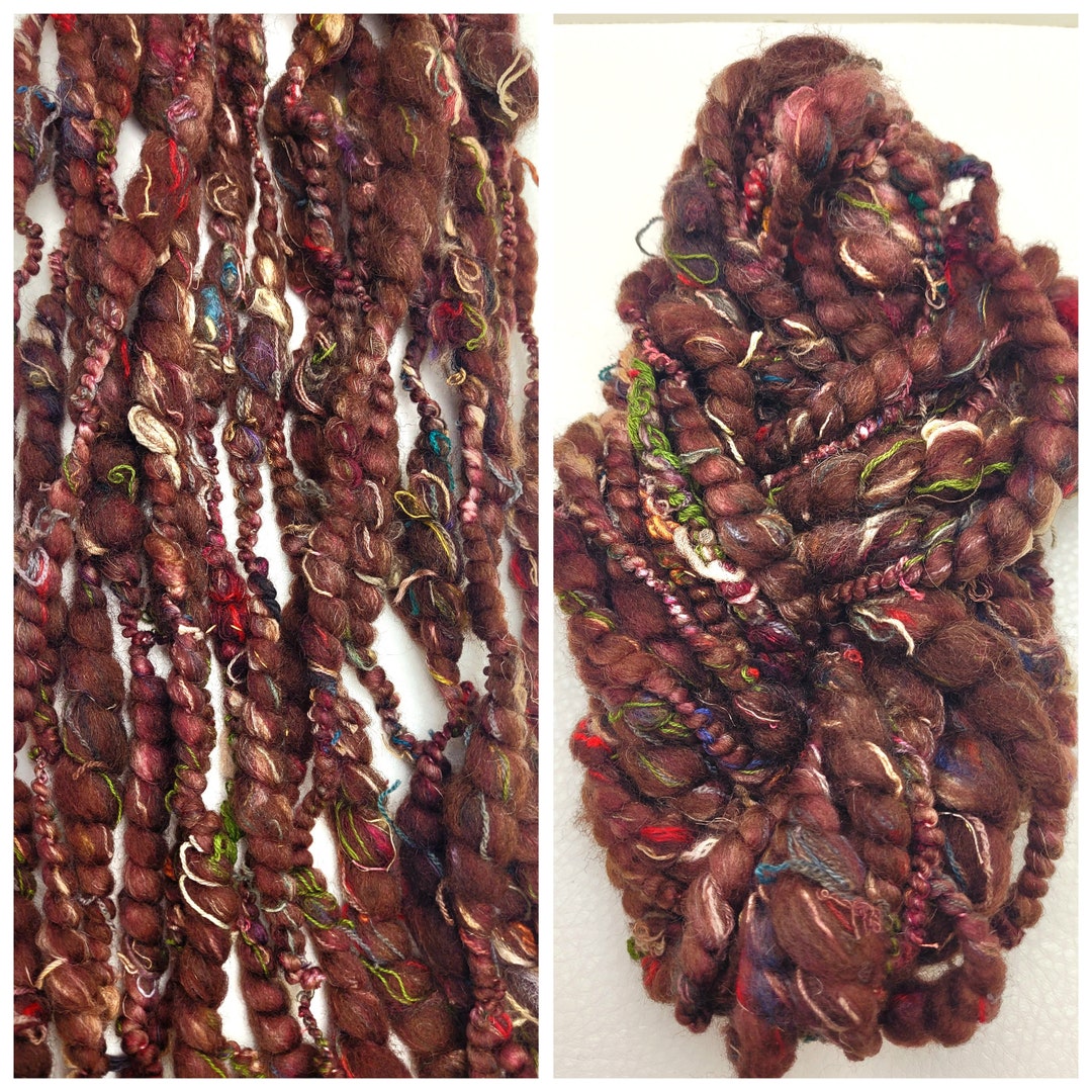 Chocolate Brown Art Yarn/ Thick & Thin Yarn/ Hand Spun Yarns/ Slubs ...