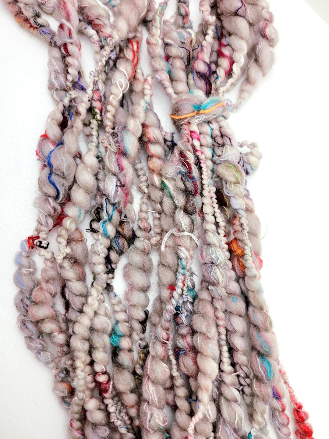 Mushroom Beige Thick & Thin Yarn/ Hand Spun Art Yarn/ Slubs/ Jumbo ...