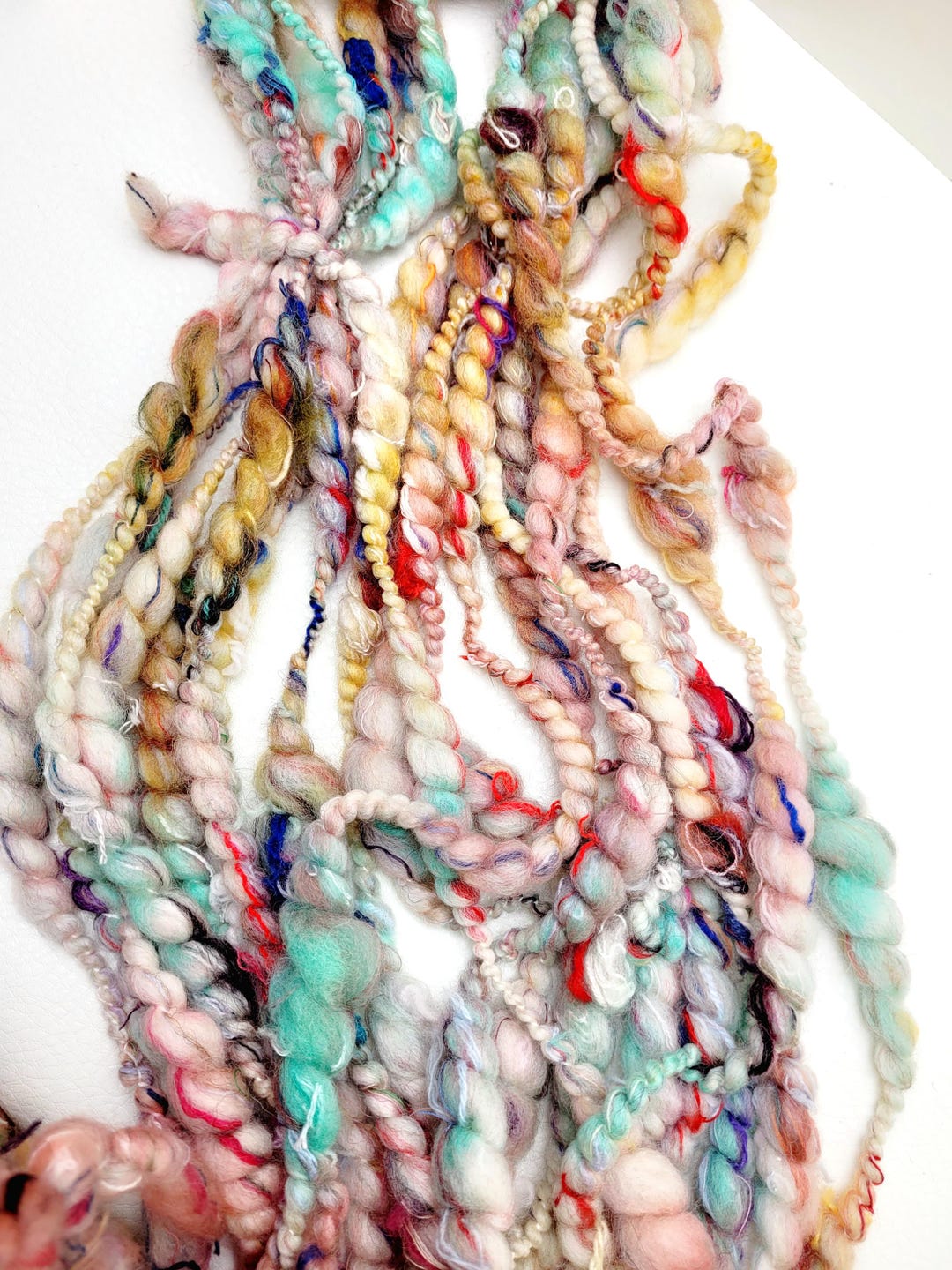 Pastel Blend Art Yarn/ Blue, Yellow, Pink Blend/ Thick & Thin Yarn ...