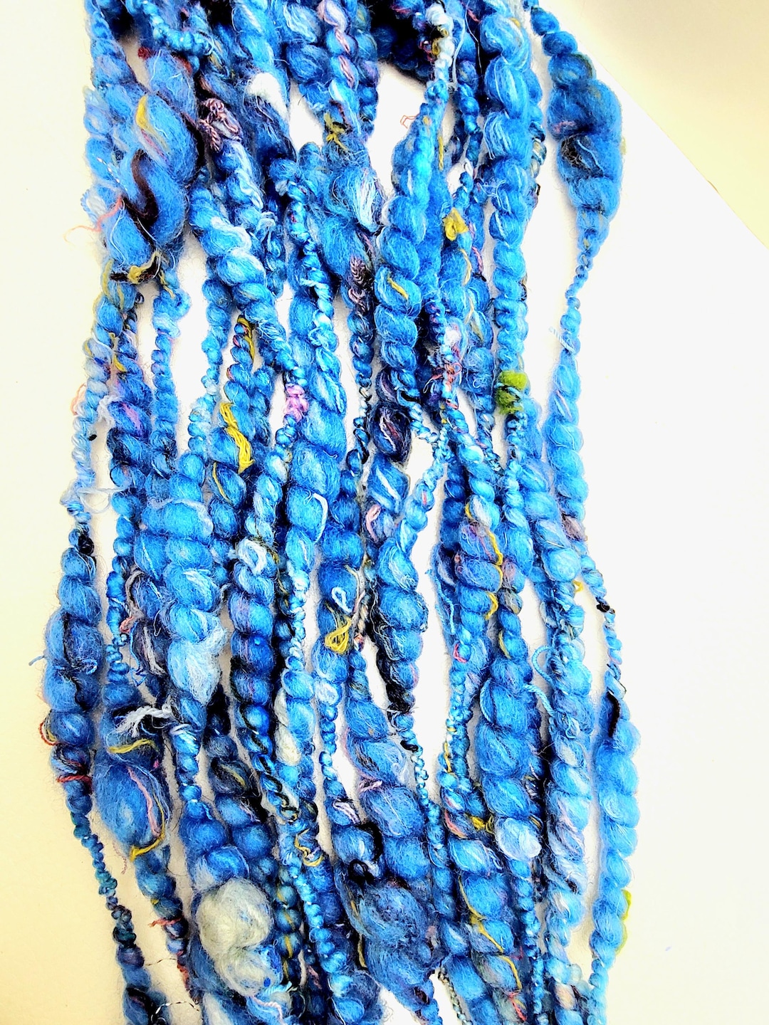 Brilliant (true) Blue Art Yarn/ Thick & Thin Yarn/ Hand Spun Yarns ...