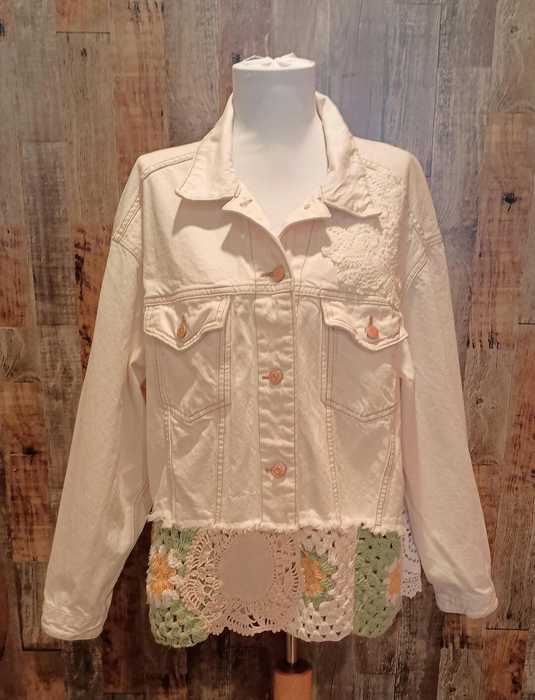 New Slow Stitch Handmade Hand Sewn Embellished Upcycled Natural Colored ...