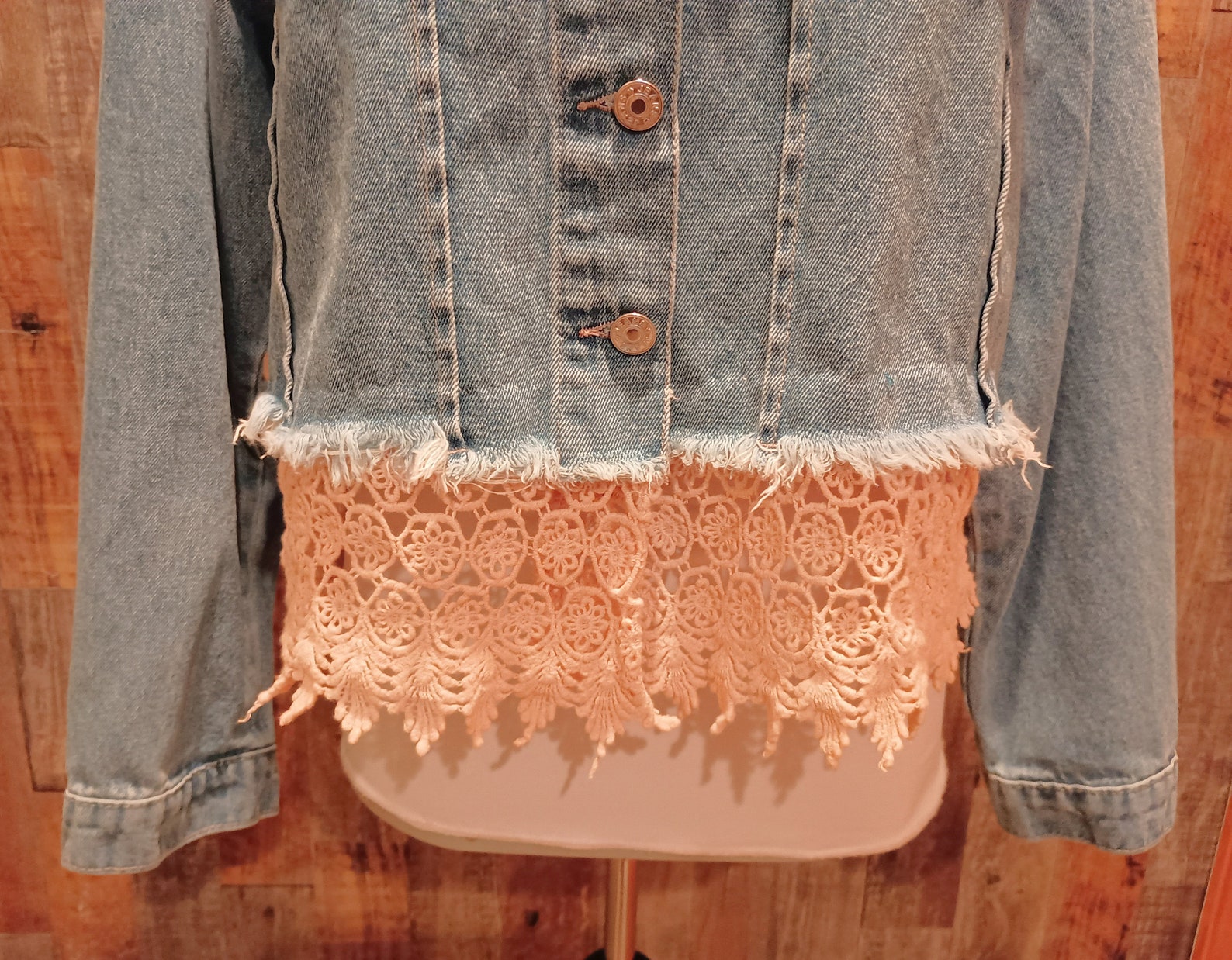 New Slow Stitch Handmade Hand Sewn Upcycled Blue Jean Jacket Lace ...