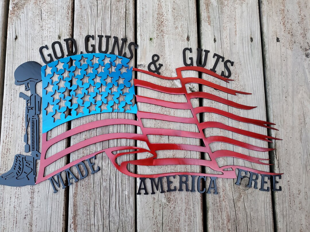 American Flag God Guns and Guts - Etsy