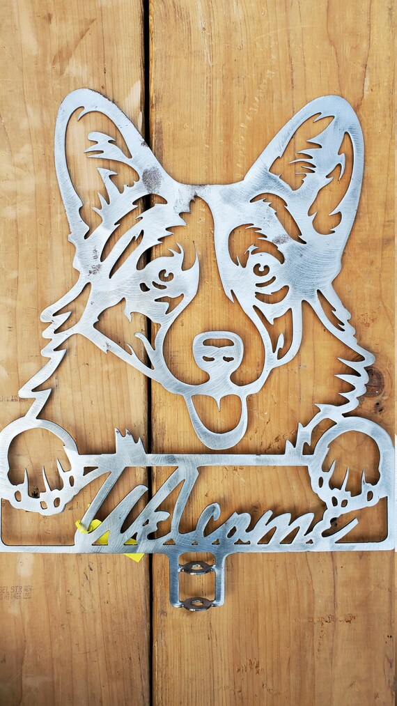 Corgi Dog Welcome Sign Metal Art | Etsy
