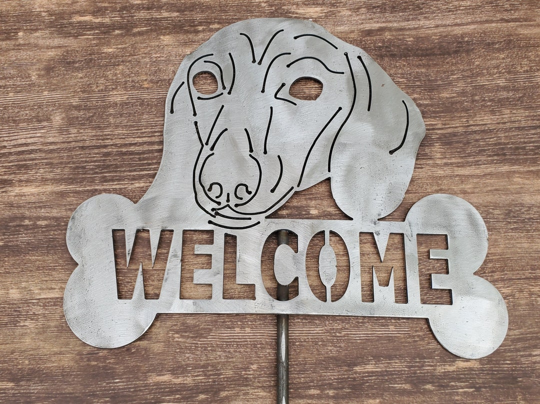 Dachsund Welcome Sign Metal Yard Art - Etsy