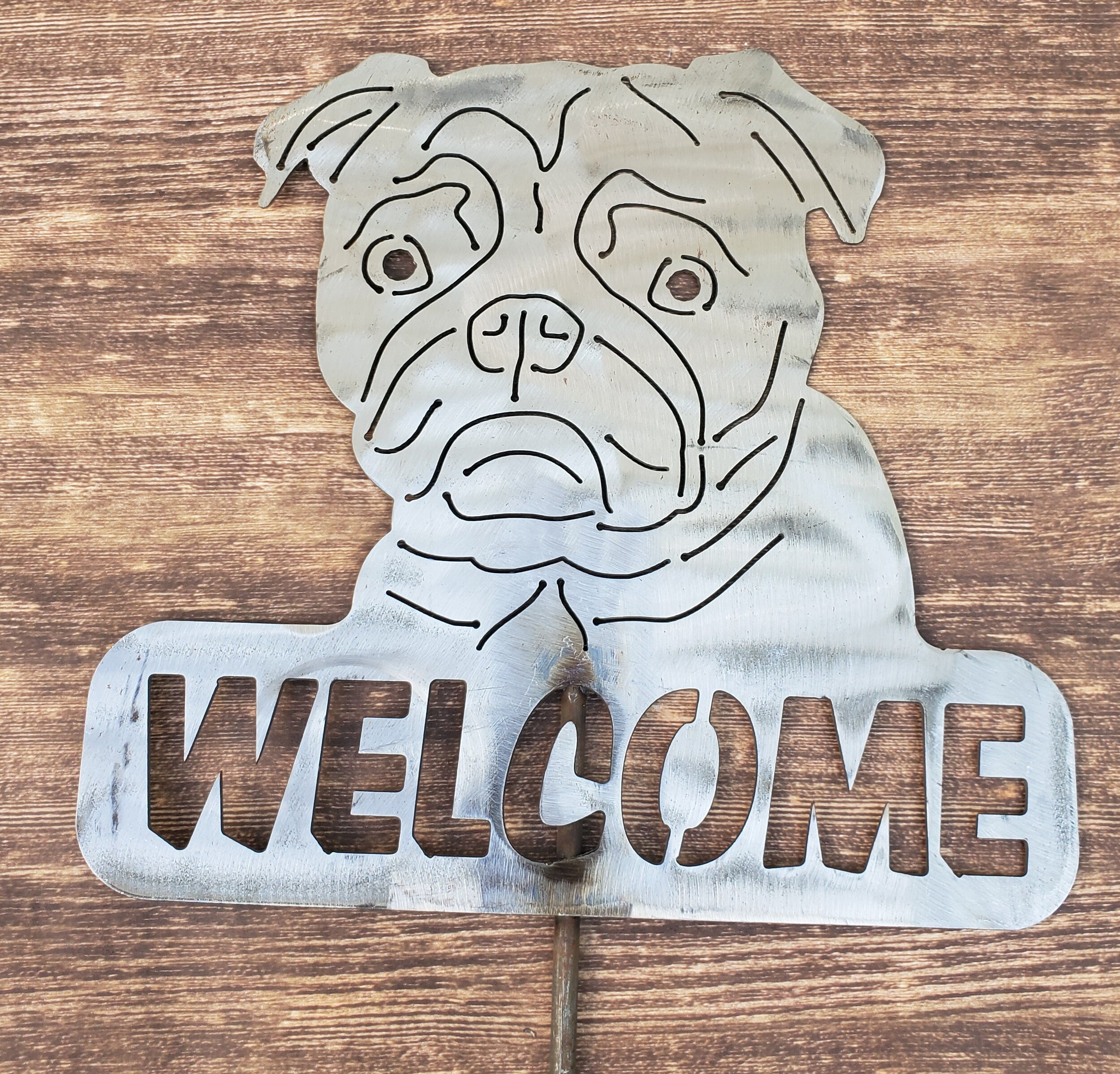 Pug Welcome sign Dog welcome Sign metal yard art | Etsy