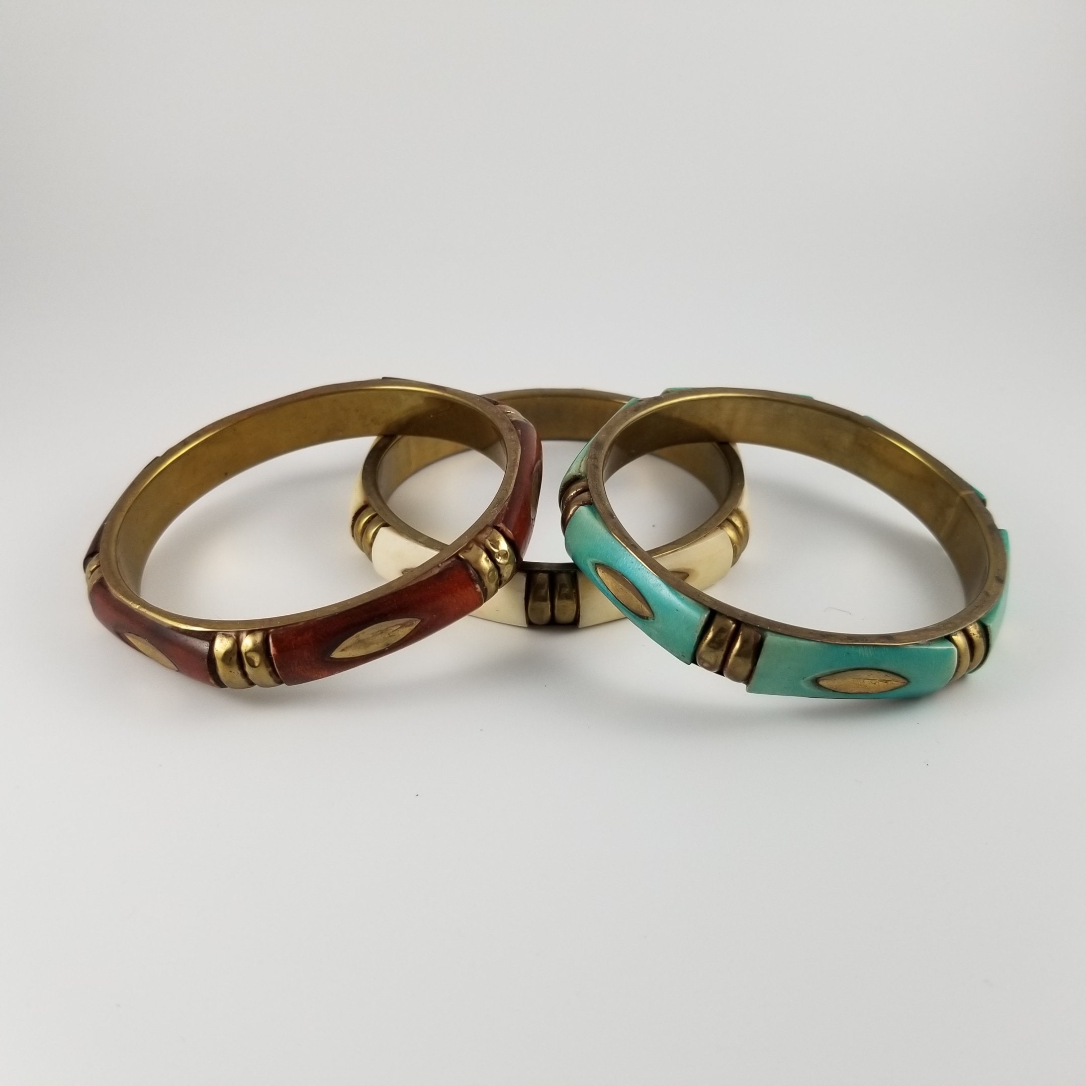 Vintage Brass and Bone Bangles - Etsy