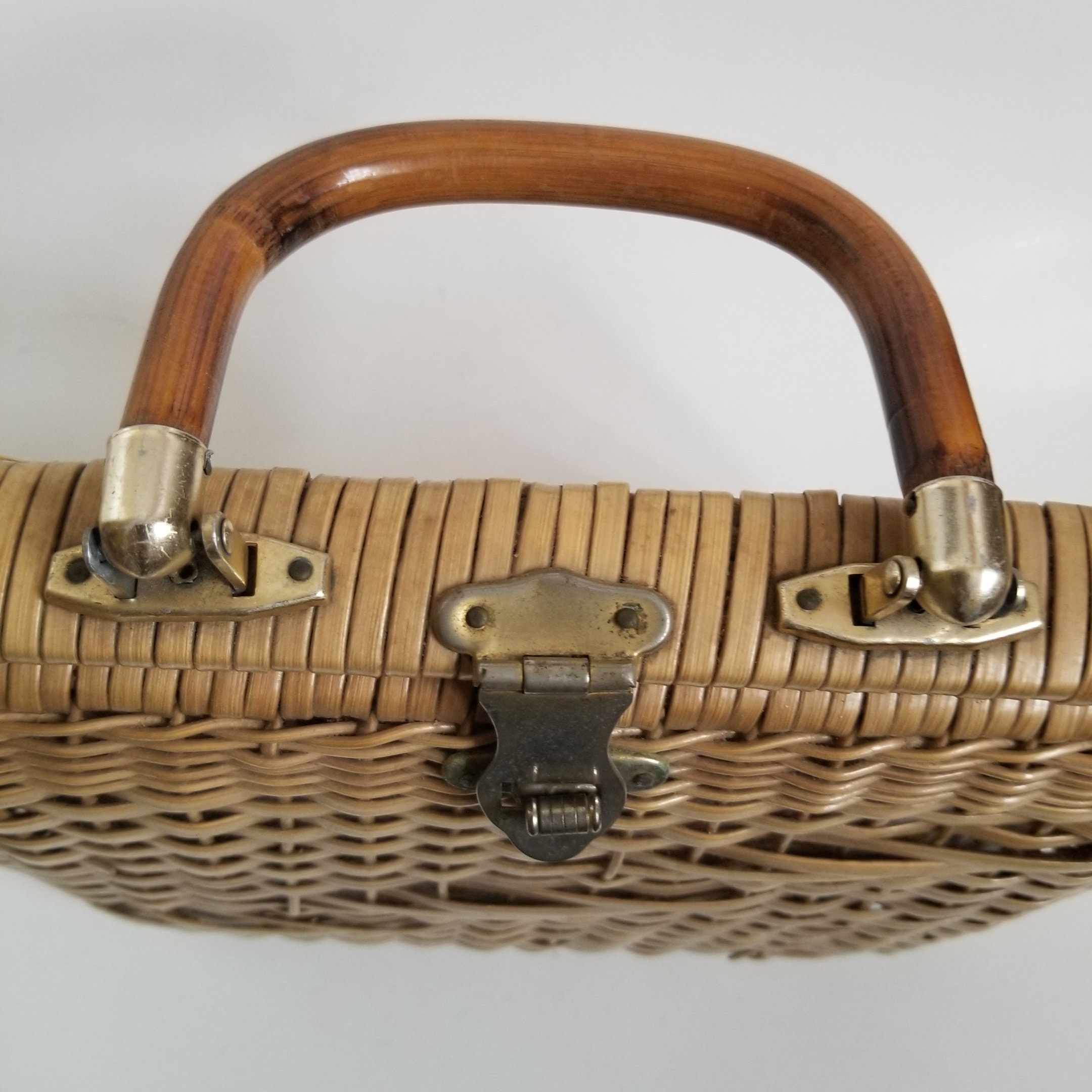 Vintage Rattan Handbag 1950s - Etsy