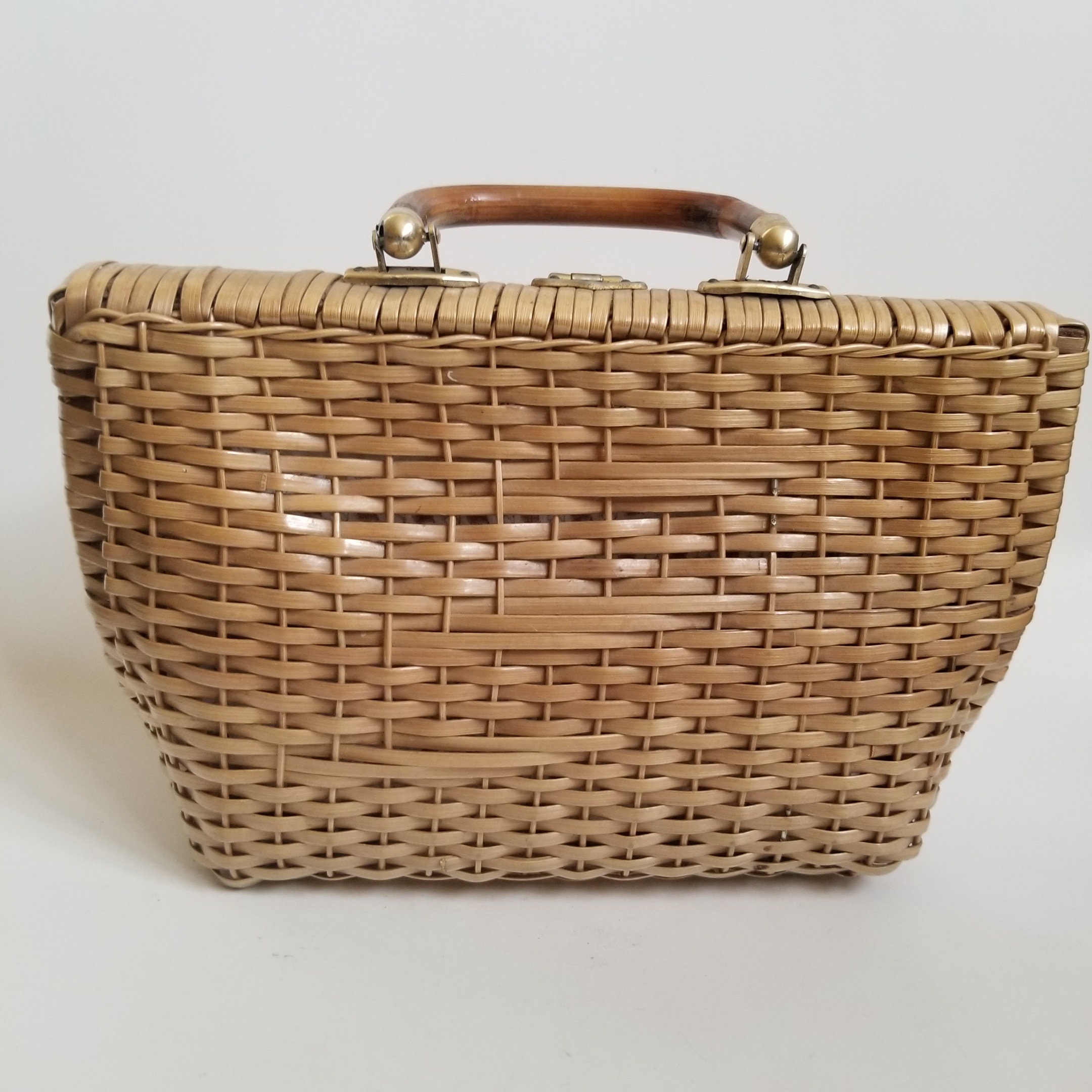 Vintage Rattan Handbag 1950s - Etsy