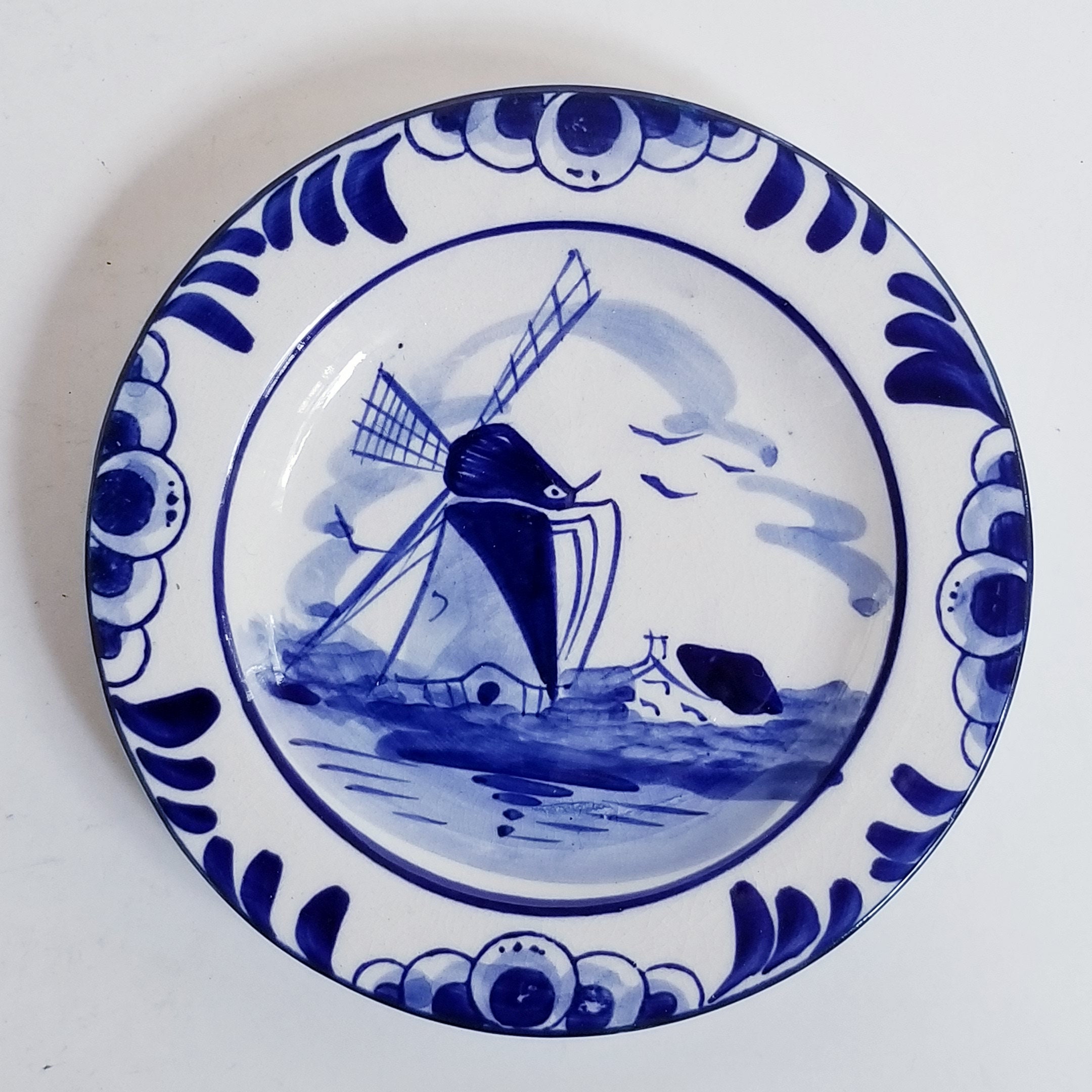 Delft Blue Miniature Mini Windmill Plate Holland - Etsy